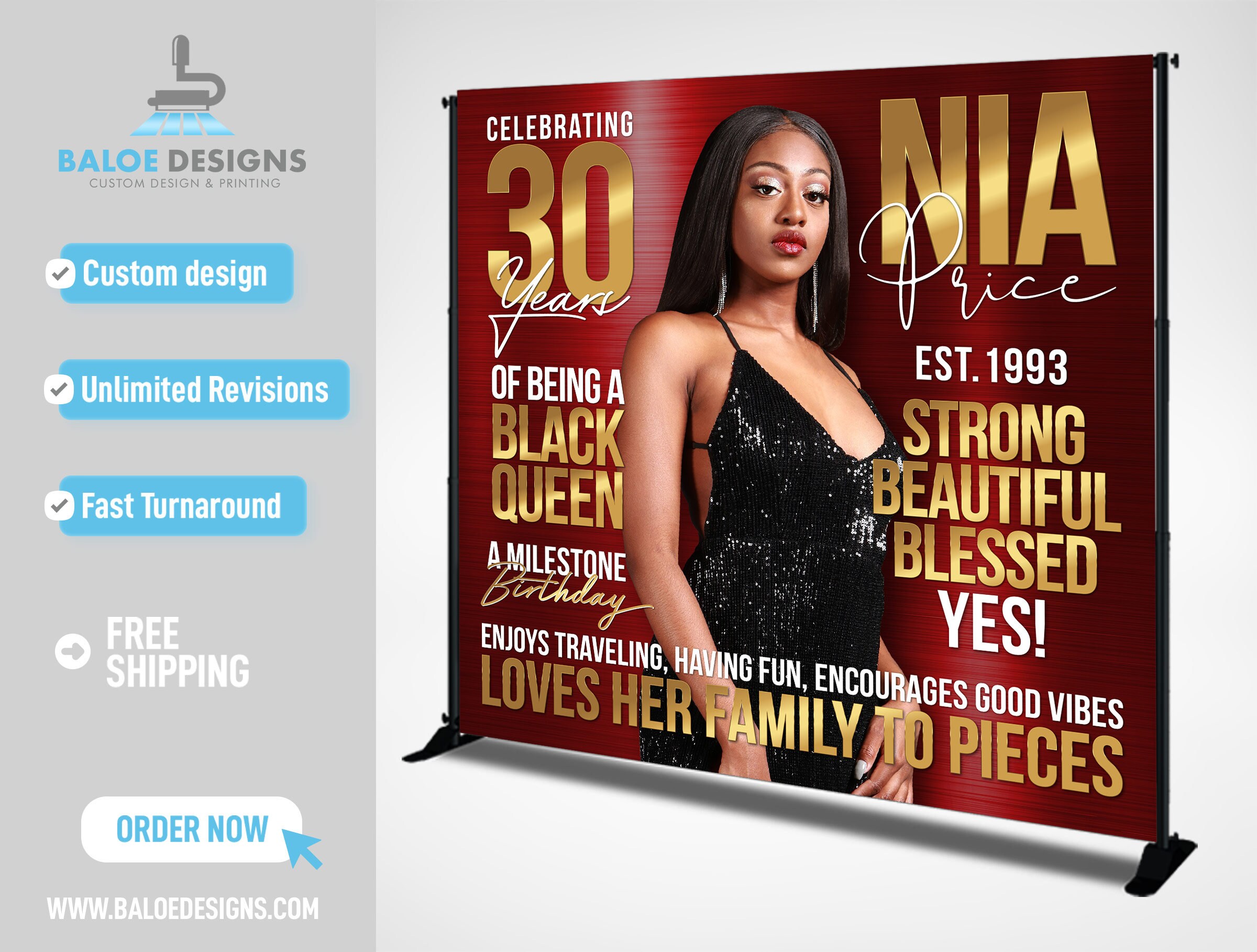 Custom Photo Birthday Backdrop Party Birthday Party Backdrop - Etsy