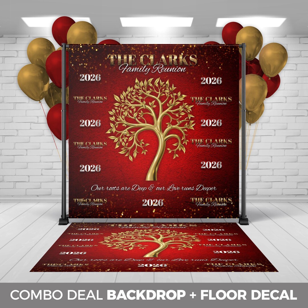 Backdrop + Floor Decal, Family Reunion, Custom Family Tree Backdrop ...