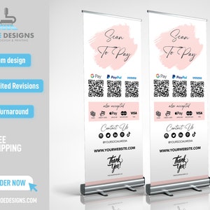 Retractable Banner, Scan to Pay, Business Custom Roll up Banner Stand ...