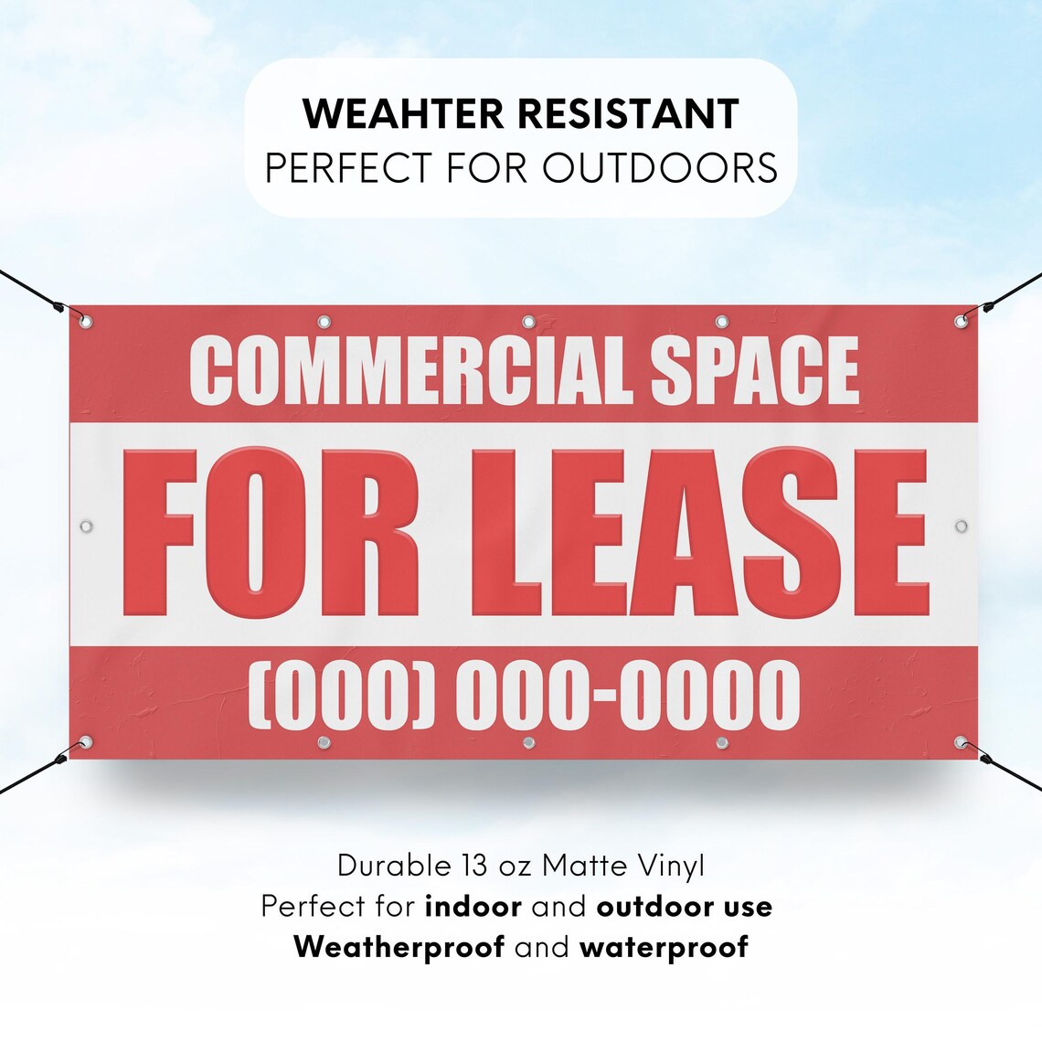 For Lease Sign for Lease Banner, Commercial Space for Lease, Banner ...