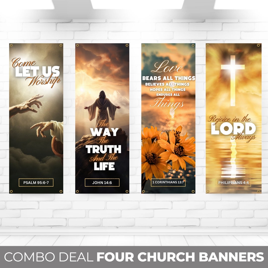 Scripture Sanctuary Banners, Set of 4 Church Banners, Church Banner Set ...