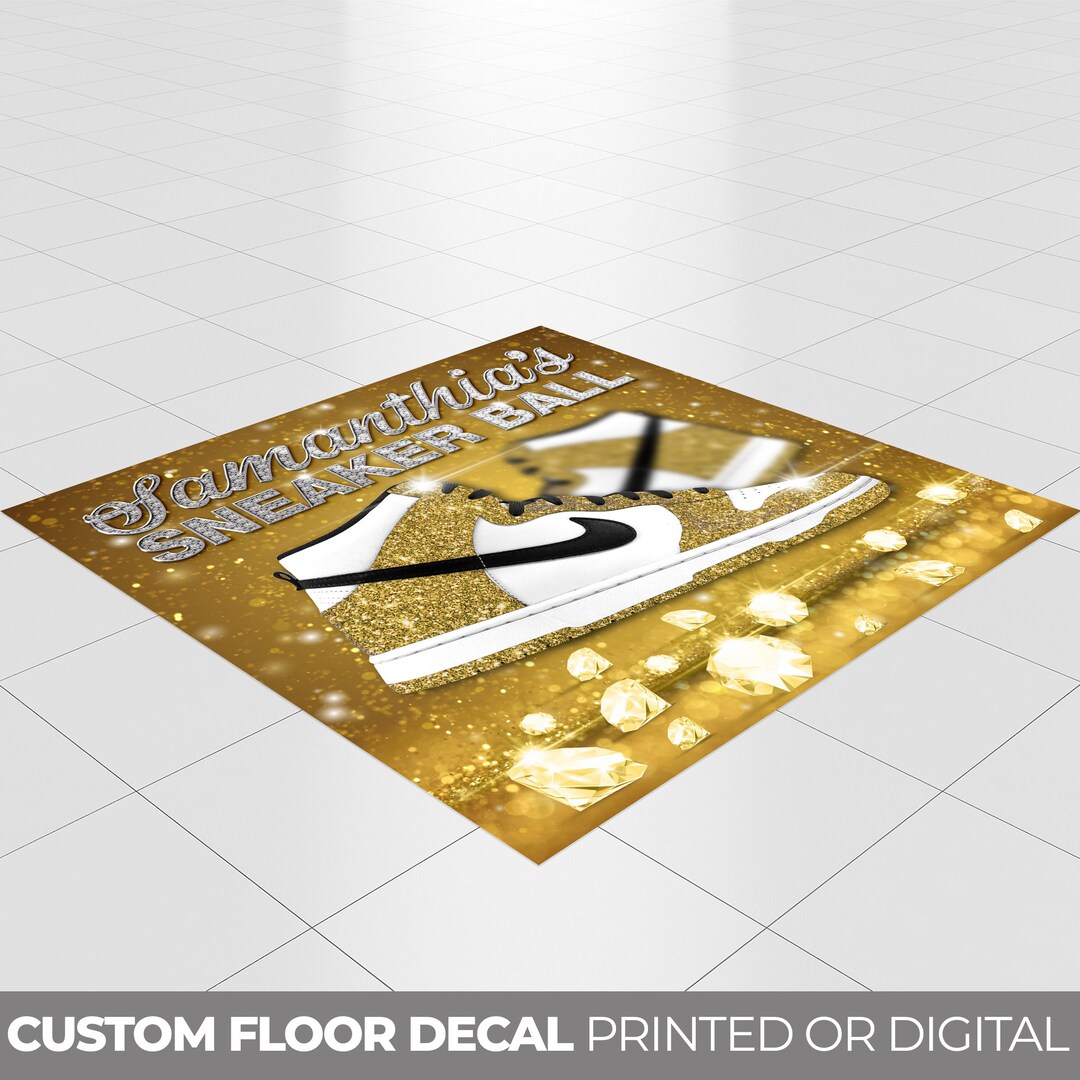 Custom Sneaker Ball Birthday Floor Decal, Custom Adhesive Floor Banner ...