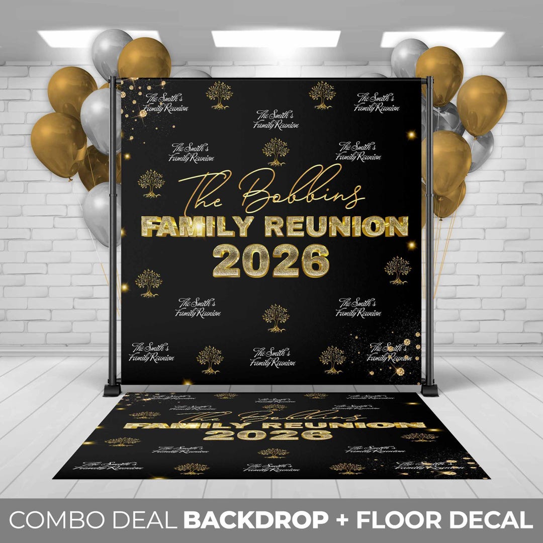 Backdrop + Floor Decal, Family Reunion, Custom Family Tree Backdrop ...
