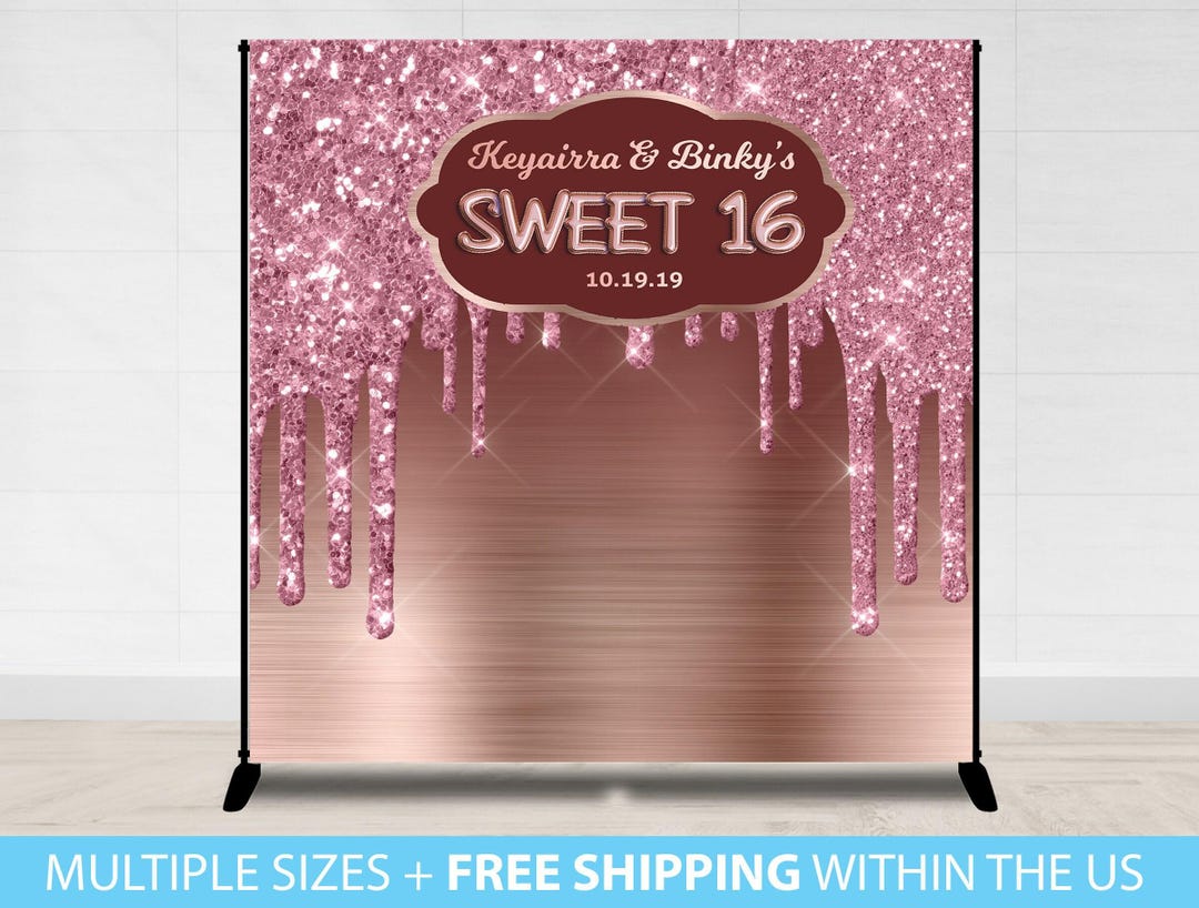 Sweet 16, Step and Repeat, 8X8 Photo Booth Backdrop, Sweet 16 Banner ...