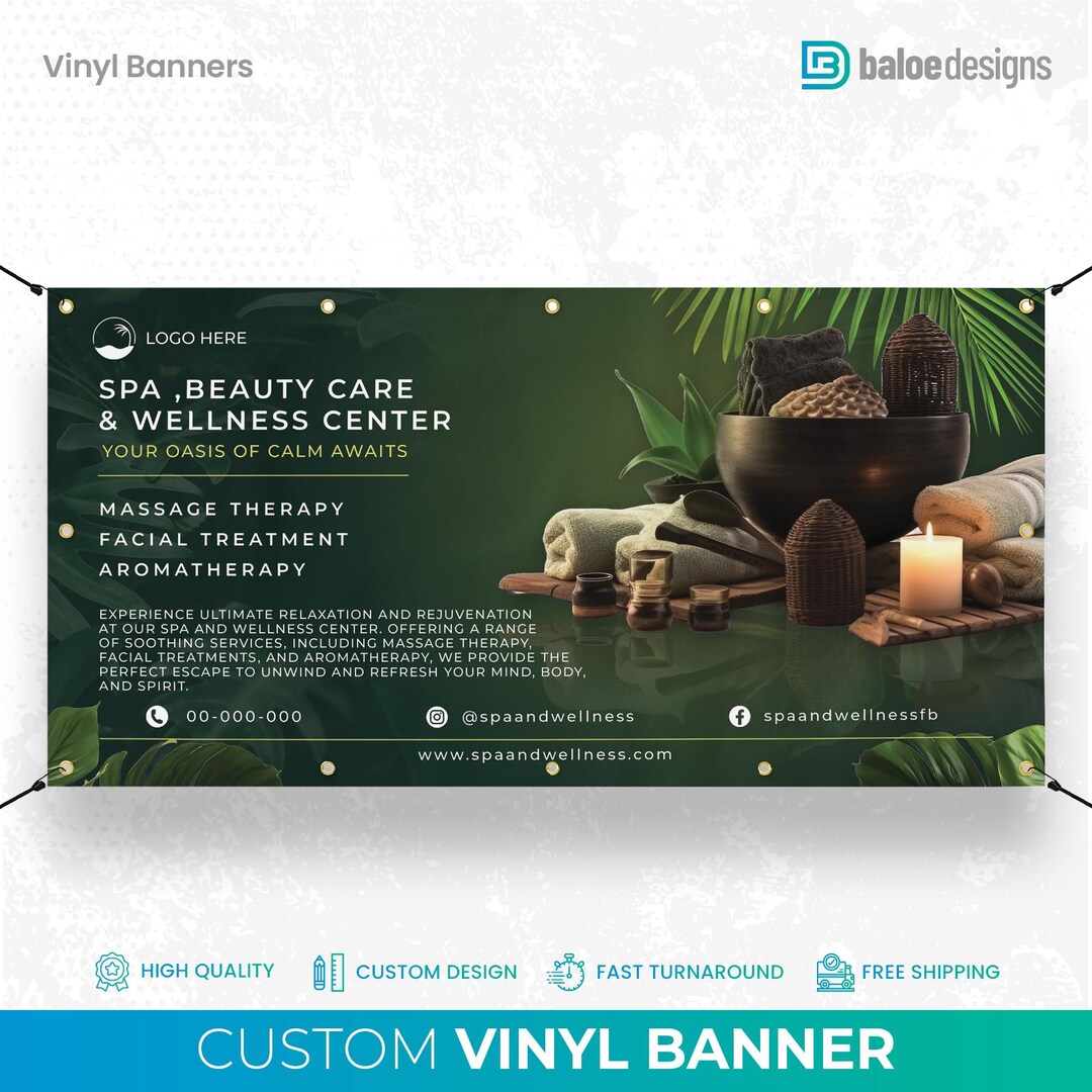 Custom Spa Welness Banner, Spa Salon Outdoor Advertising Banner Sign ...