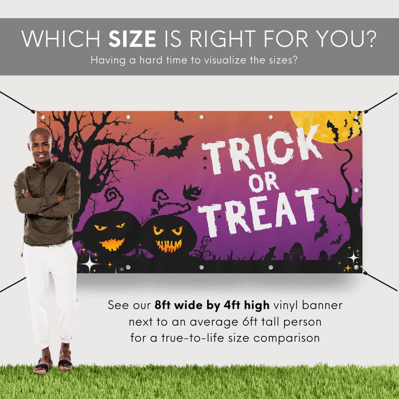 Halloween Trick or Treat Vinyl Banner, Halloween Trunk or Treat Banner ...