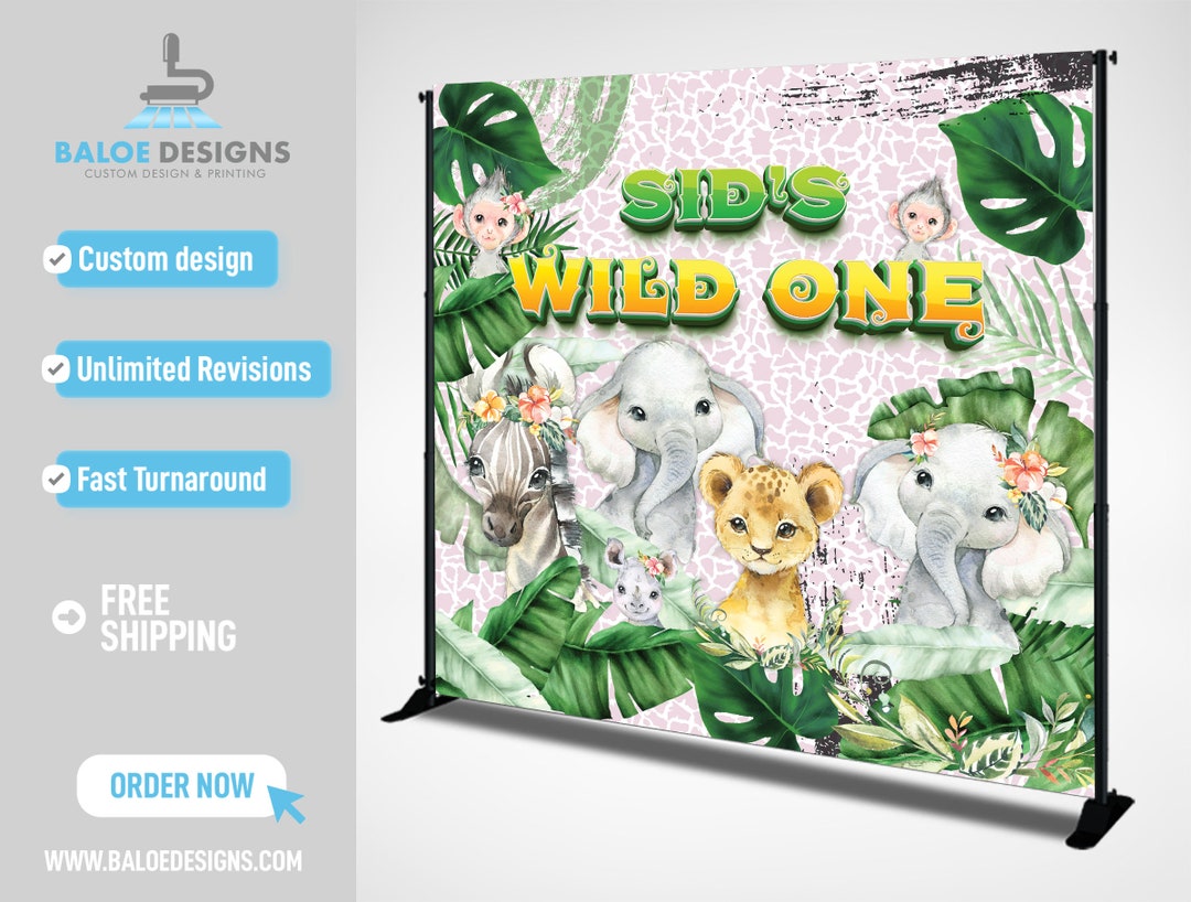 Kids Wild One Birthday Backdrop Jungle Theme Wild One - Etsy