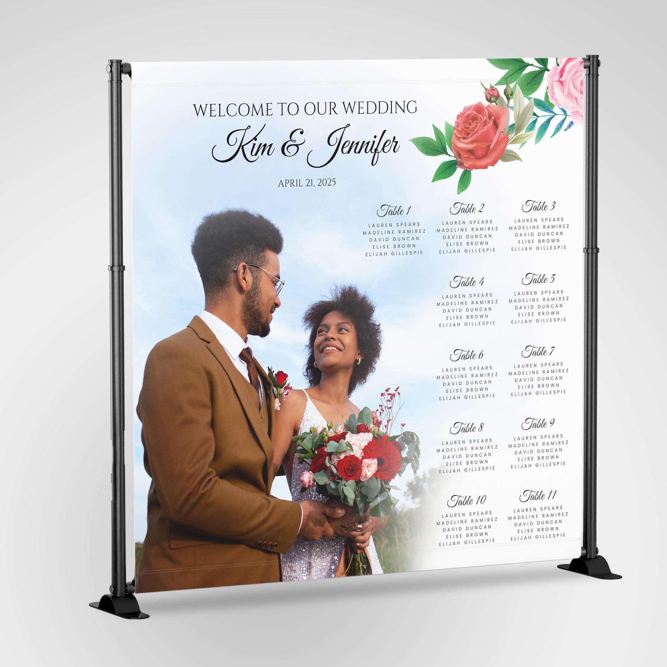 Backdrop + Floor Decal, Wedding Seating Chart, Custom Wedding Banner ...