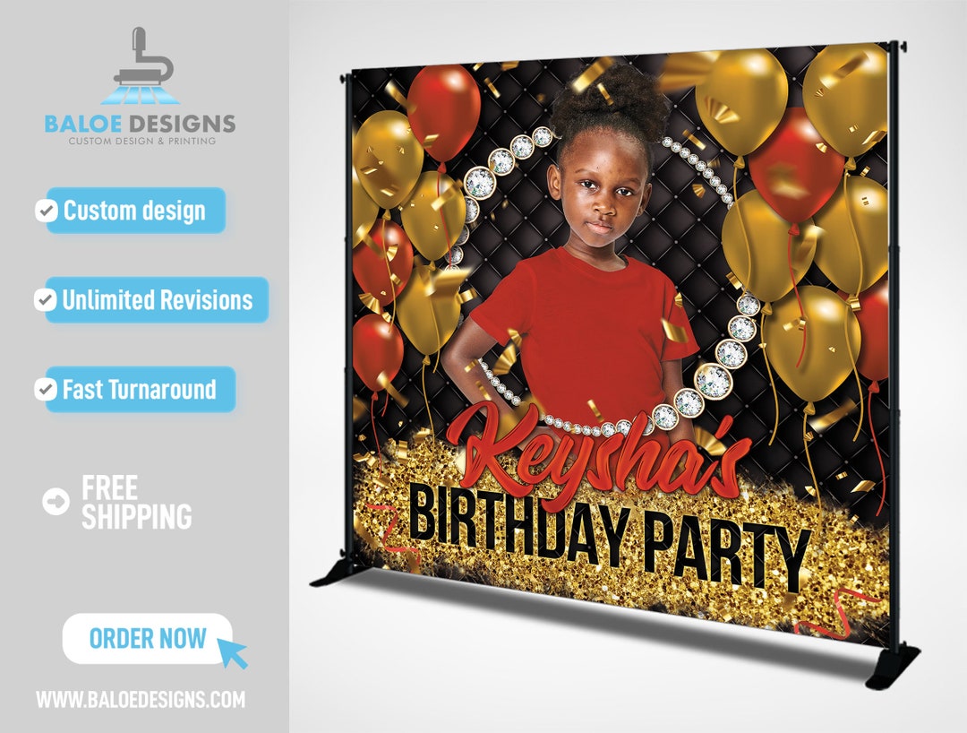 Custom Photo Birthday Backdrop, Party Sparkle Birthday Party Backdrop ...