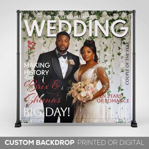 Wedding Magazine Cover Style Backdrop, Custom Wedding Magazine Banner ...