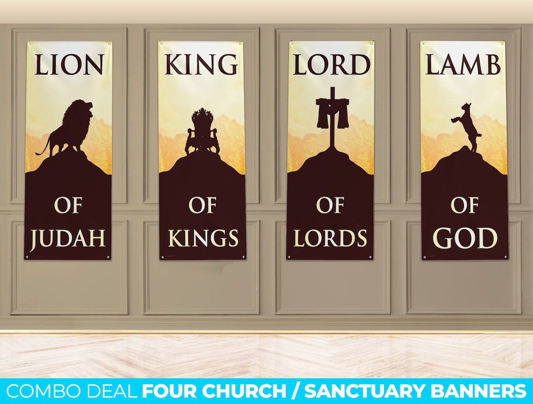 Set of 4 Church Banners, Sanctuary Banners, Mission Worship, Church ...