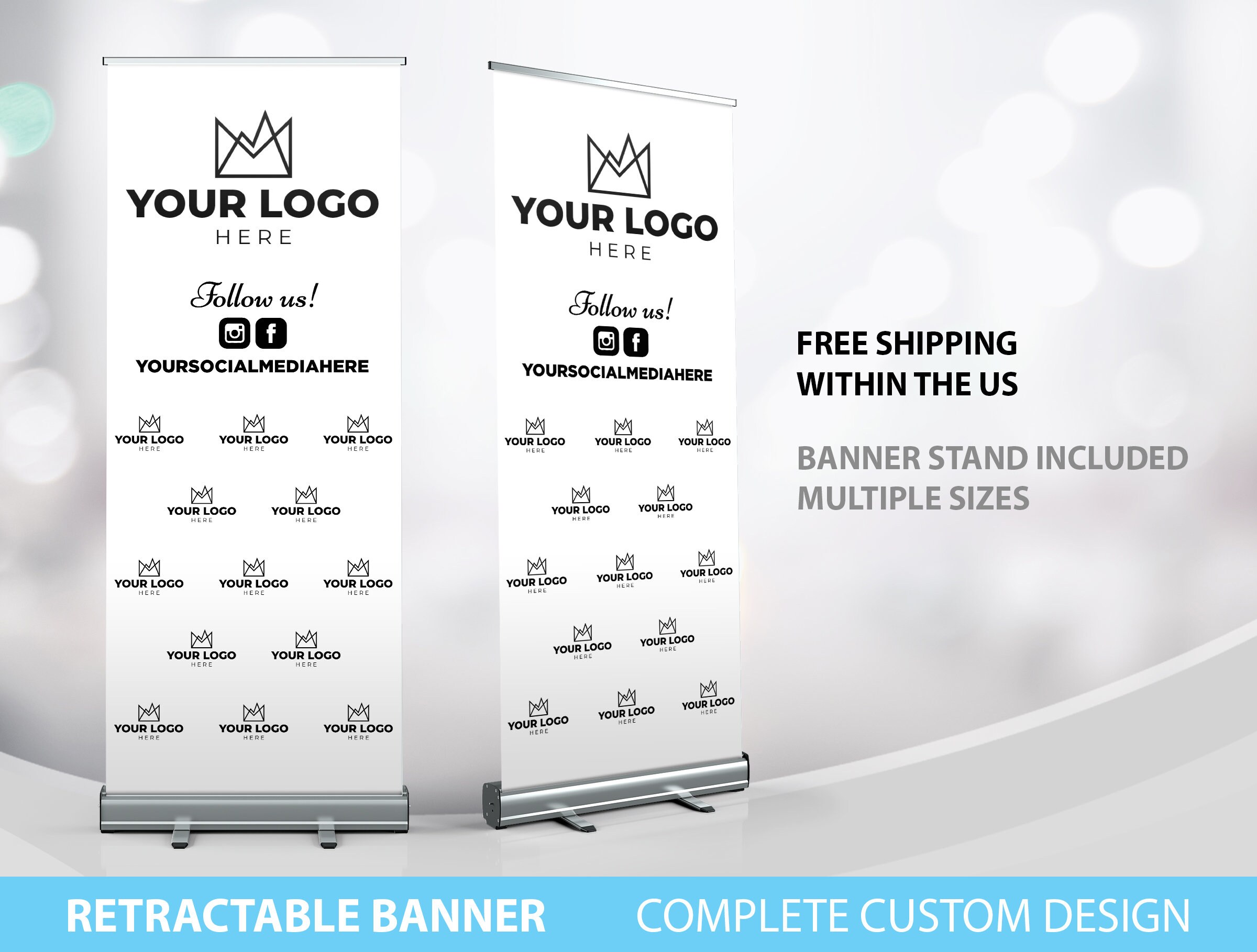Retractable Banner Custom Roll Up Banner Stand Logo Banner | Etsy