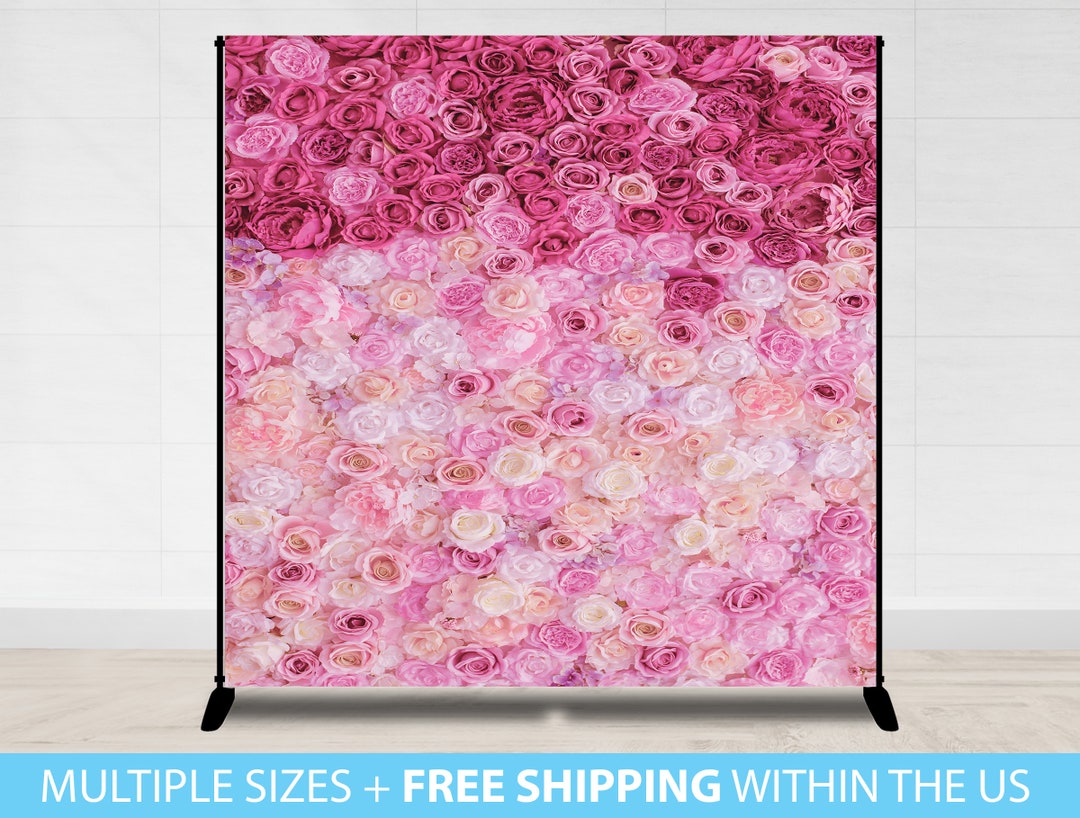 Floral Wall Backdrop Banner, Flowers Step and Repeat, Flower Wall Roses ...