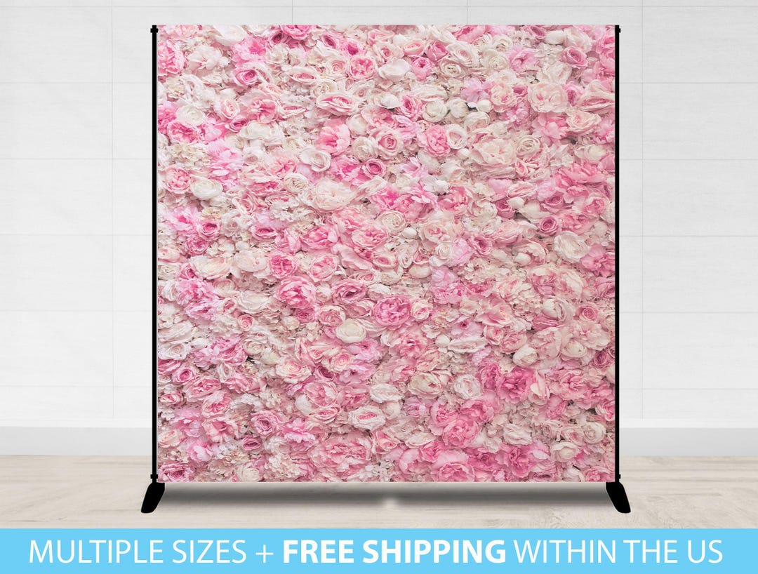 Floral Wall Backdrop Banner, Flowers Step and Repeat, Flower Wall Roses ...