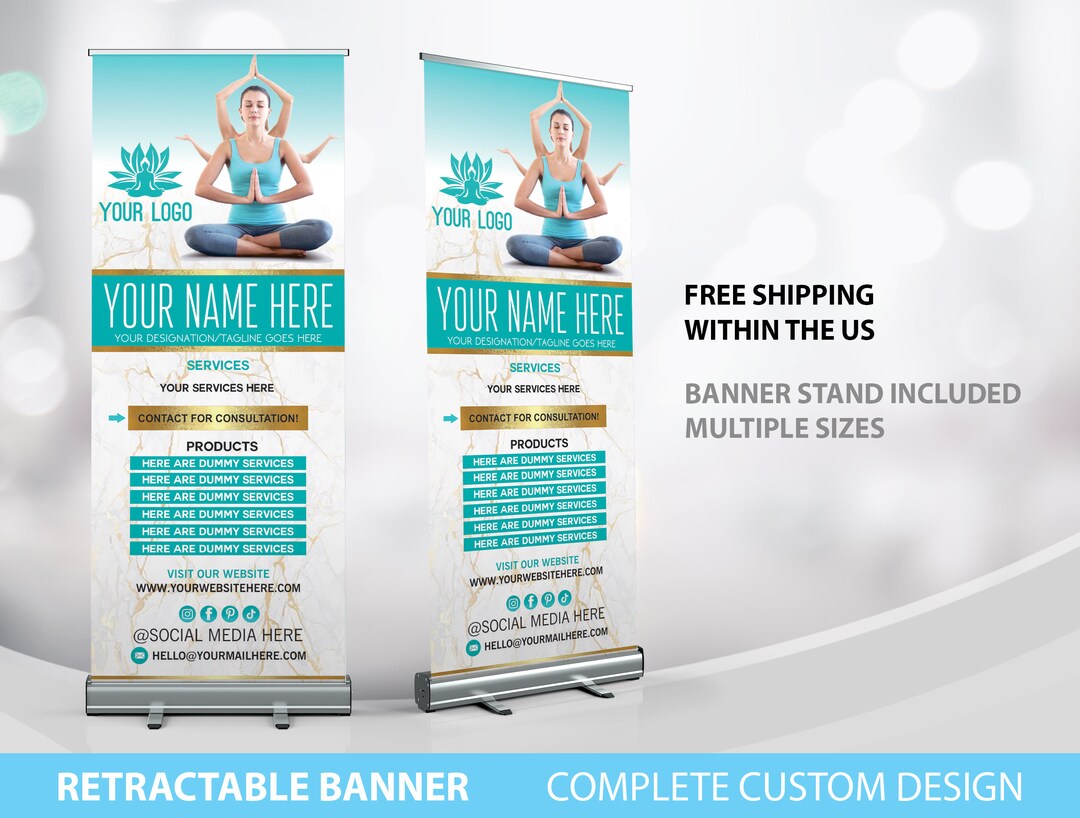 Retractable Banner, Yoga Welness Fitness Custom Roll up Banner Stand ...