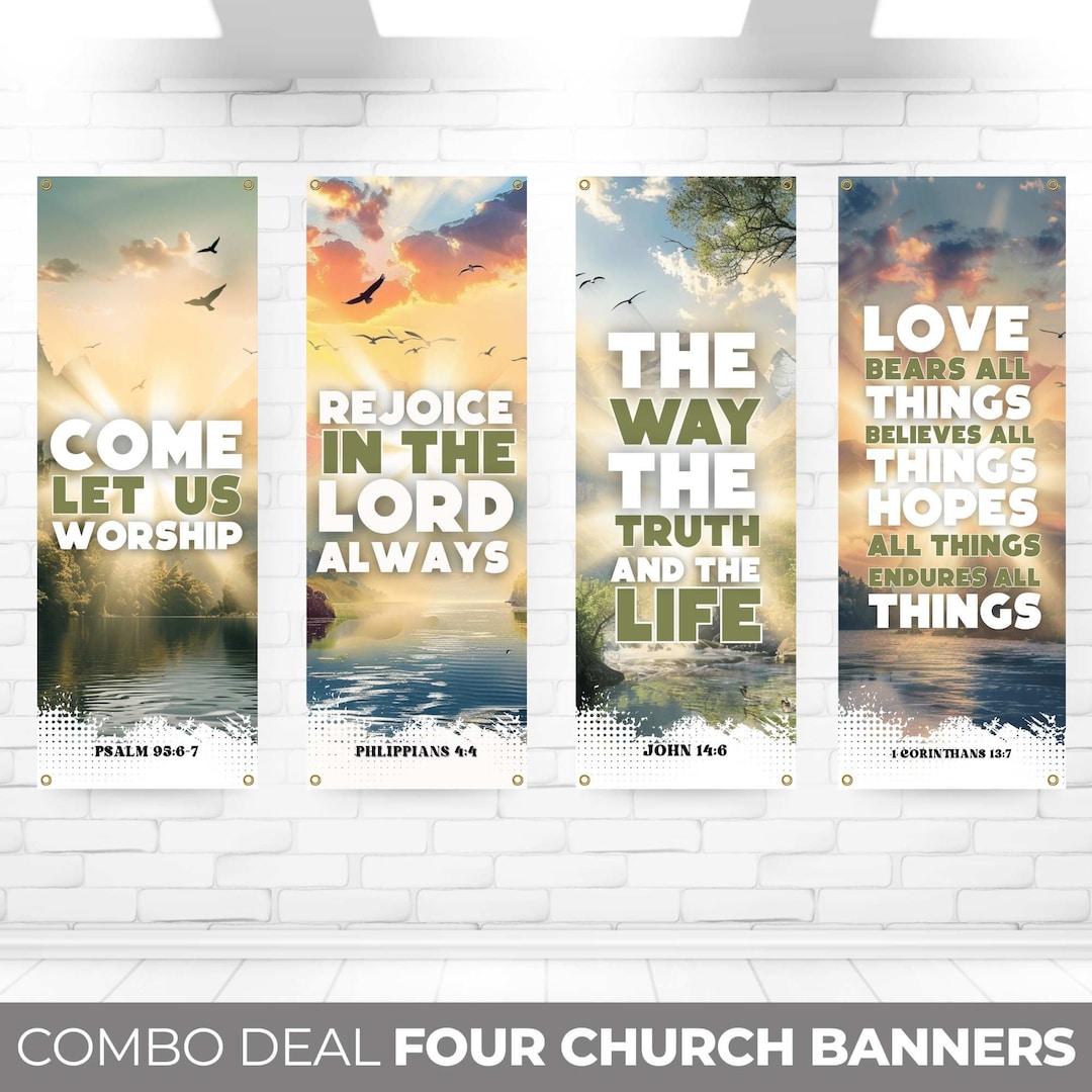 Scripture Sanctuary Banners, Set of 4 Church Banners, Church Banner Set ...