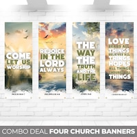 Set of 4 Church Banners, Church Banner Set, Glory to God, Sanctuary ...