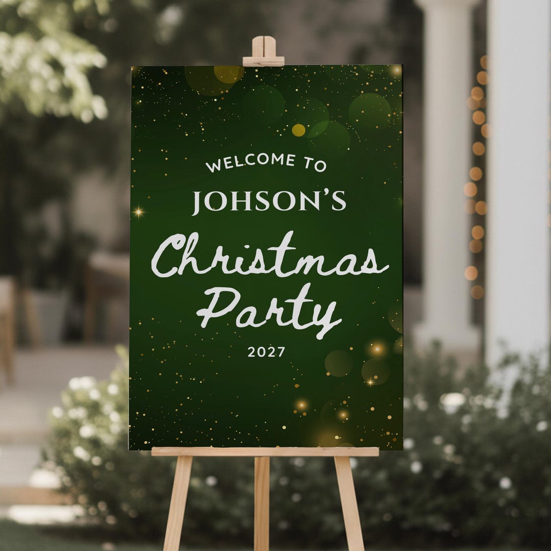 Christmas Party Welcome Sign, Printed Welcome Sign, Corporate Christmas ...