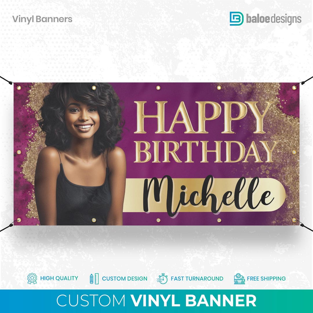 Custom Birthday Banner, Personalized Happy Birthday Sign With Name, Age ...
