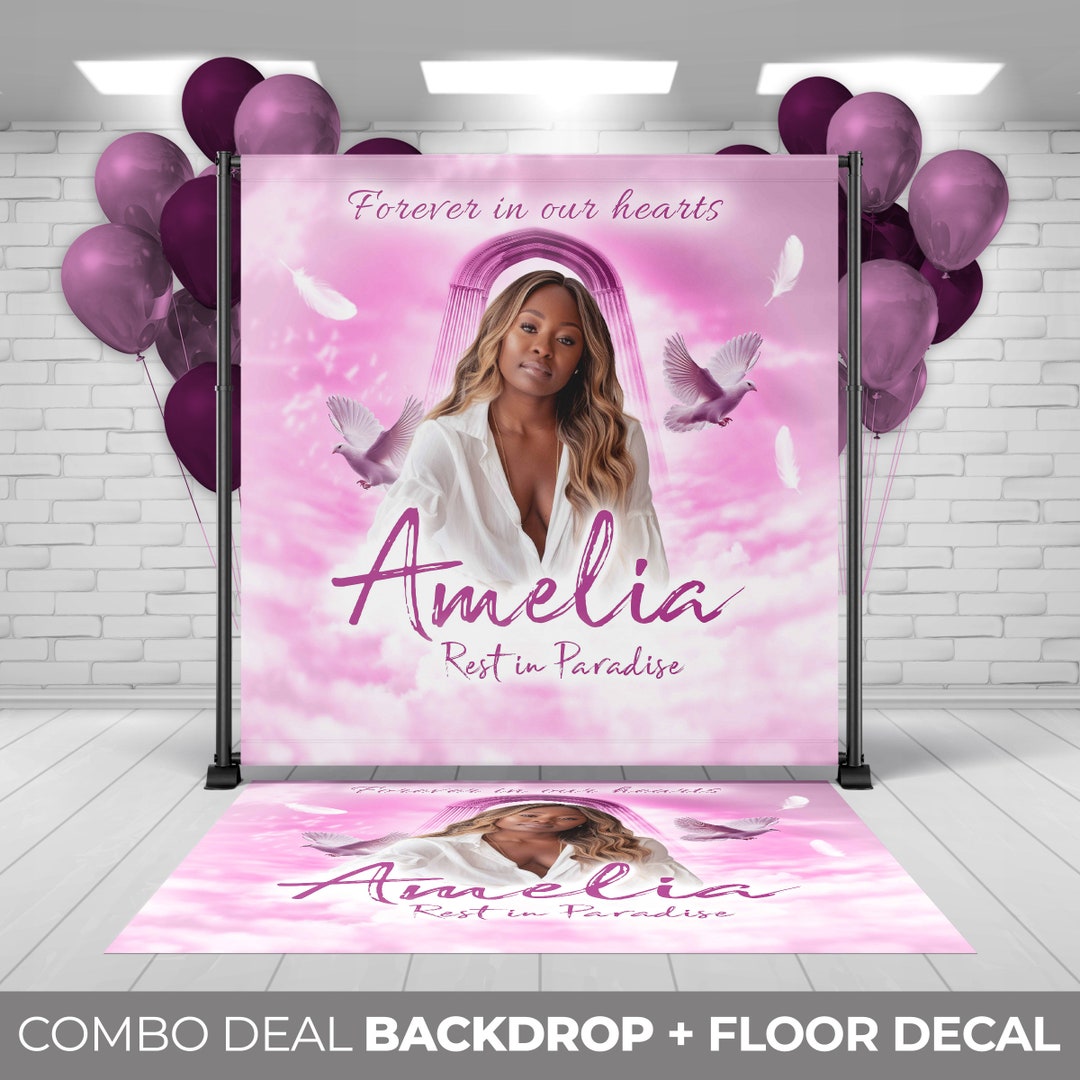 Backdrop Floor Decal, Memorial in Loving Memory Banner, Repass Backdrop ...