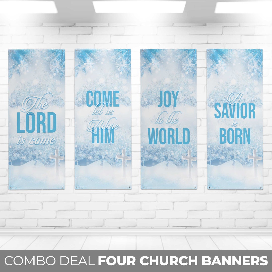 Winter Church Banners, Set of 4 Church Banners, Sanctuary Banners ...
