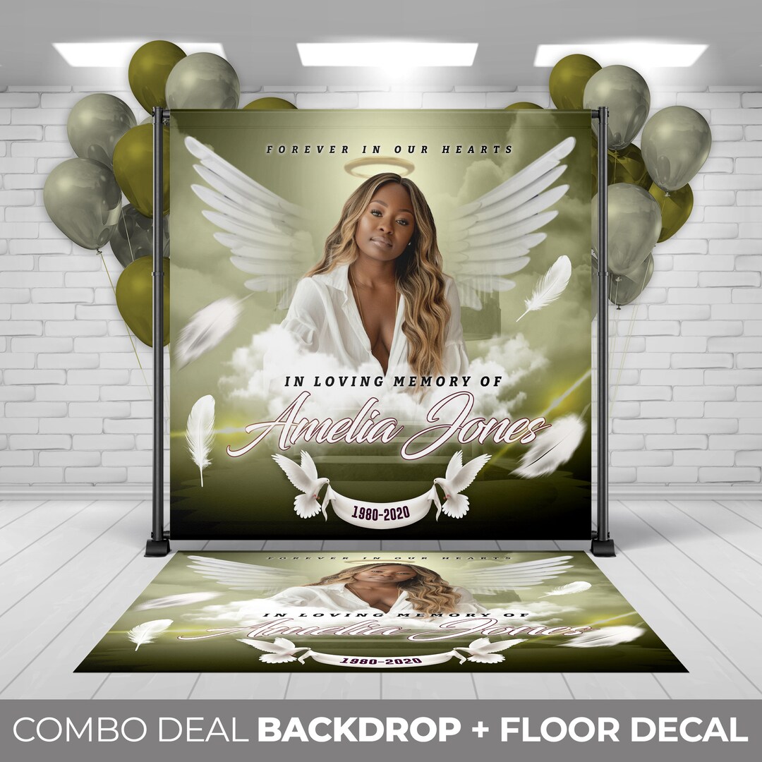 Backdrop Floor Decal, Memorial in Loving Memory Banner, Repass Backdrop ...