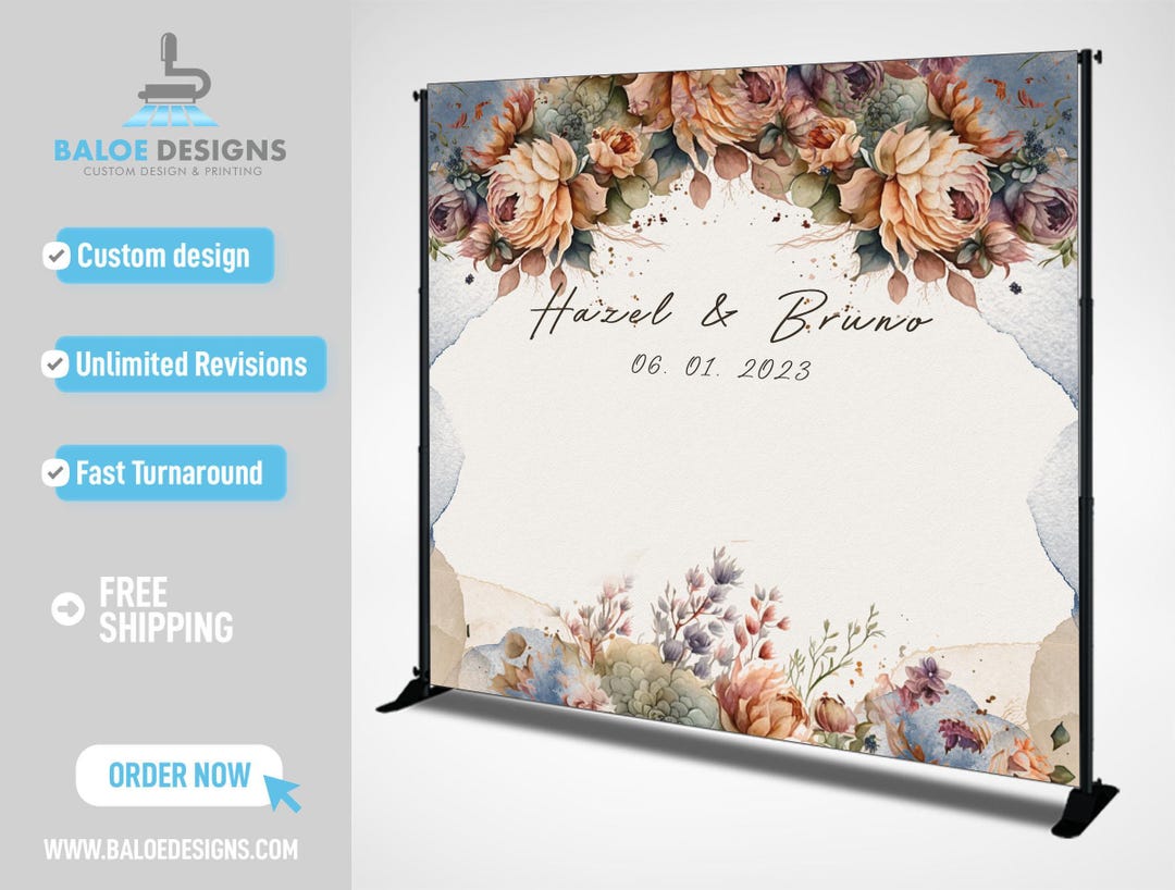 Wedding Backdrop, Wedding Banner Decor, Floral Backdrop, Wedding Bridal ...