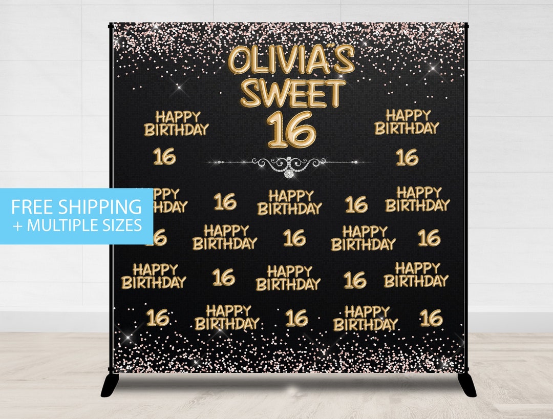 Sweet 16, Step and Repeat, 8X8 Photo Booth Backdrop, Sweet 16 Banner ...