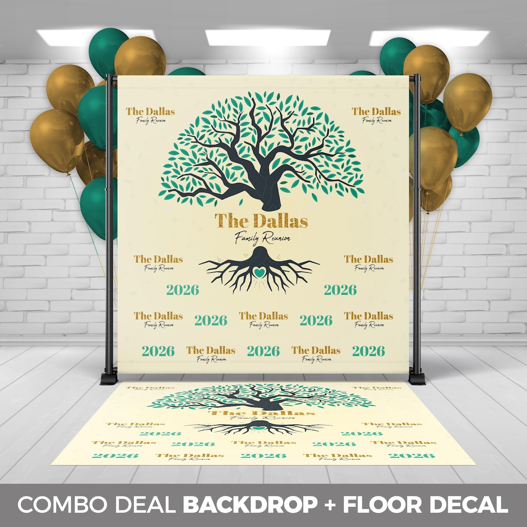 Backdrop Floor Decal, Family Reunion, Custom Family Tree Backdrop ...