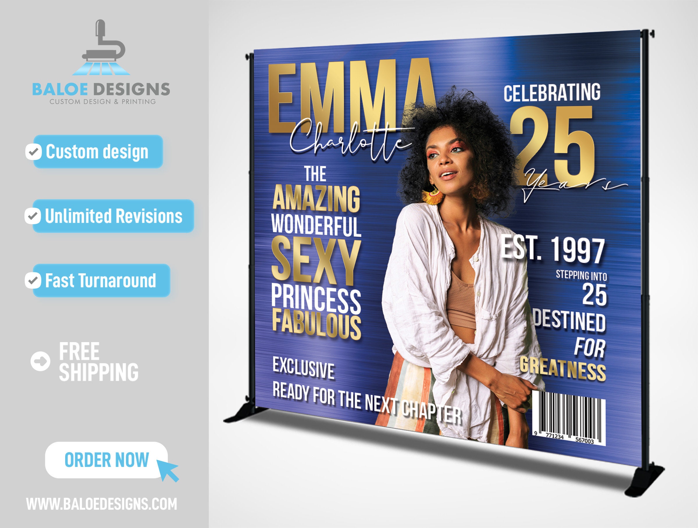 Custom Photo Birthday Backdrop Party Birthday Party Backdrop - Etsy