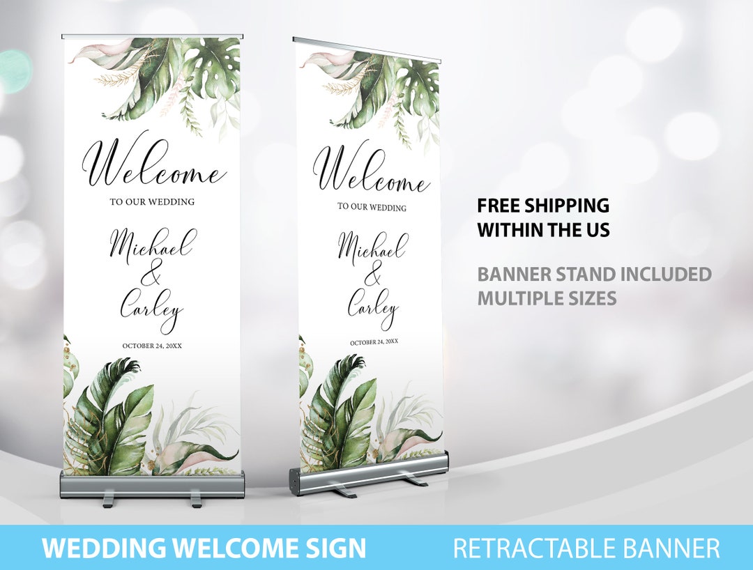 Retractable Banner, Wedding Welcome Sign, Tropical Welcome Sign ...