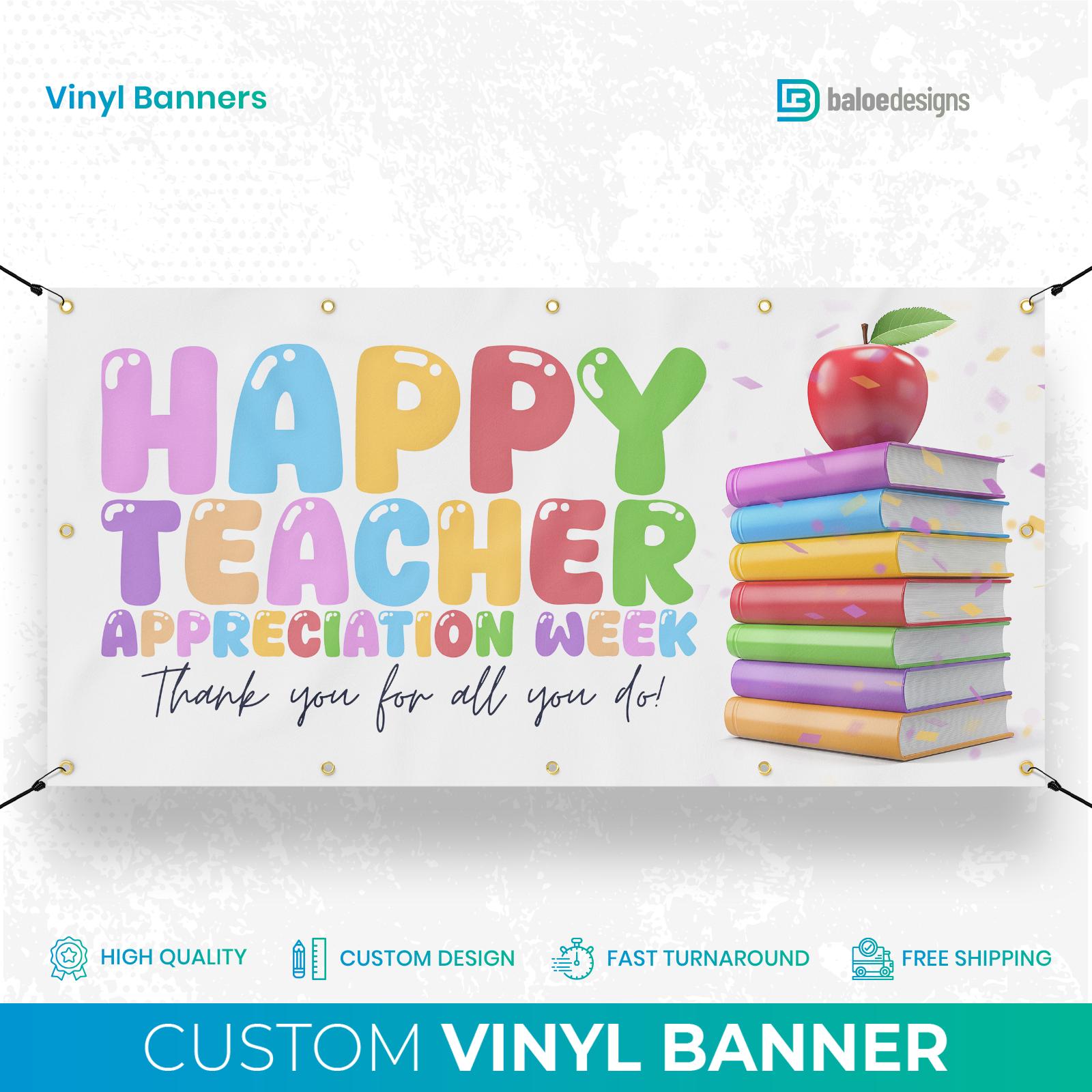 Teacher Appreciation Week Vinyl Banner, Thank You Teachers Decor ...
