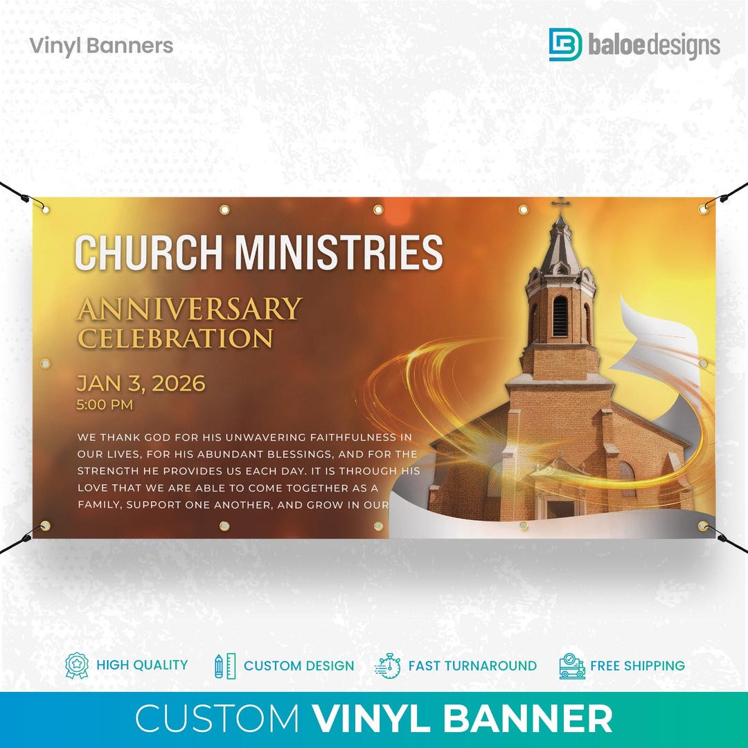 Custom Church Banner, Church Anniversary Banner, Custom Church Banner ...