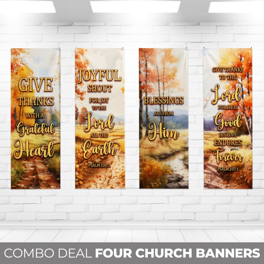 Fall Church Banners, Set of 4 Church Banners, Sanctuary Banners ...