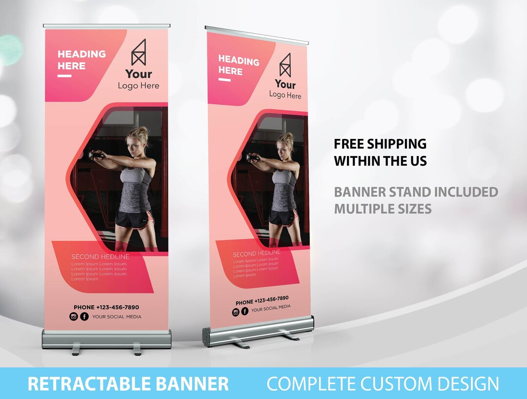 Retractable Banner, Fitness, Gym, Personal Trainer Display, Custom Roll ...