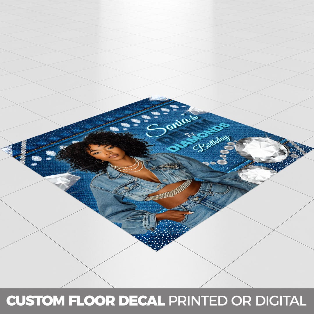 Denim and Diamonds Floor Decal, Custom Denim Pearls Diamonds Adhesive ...