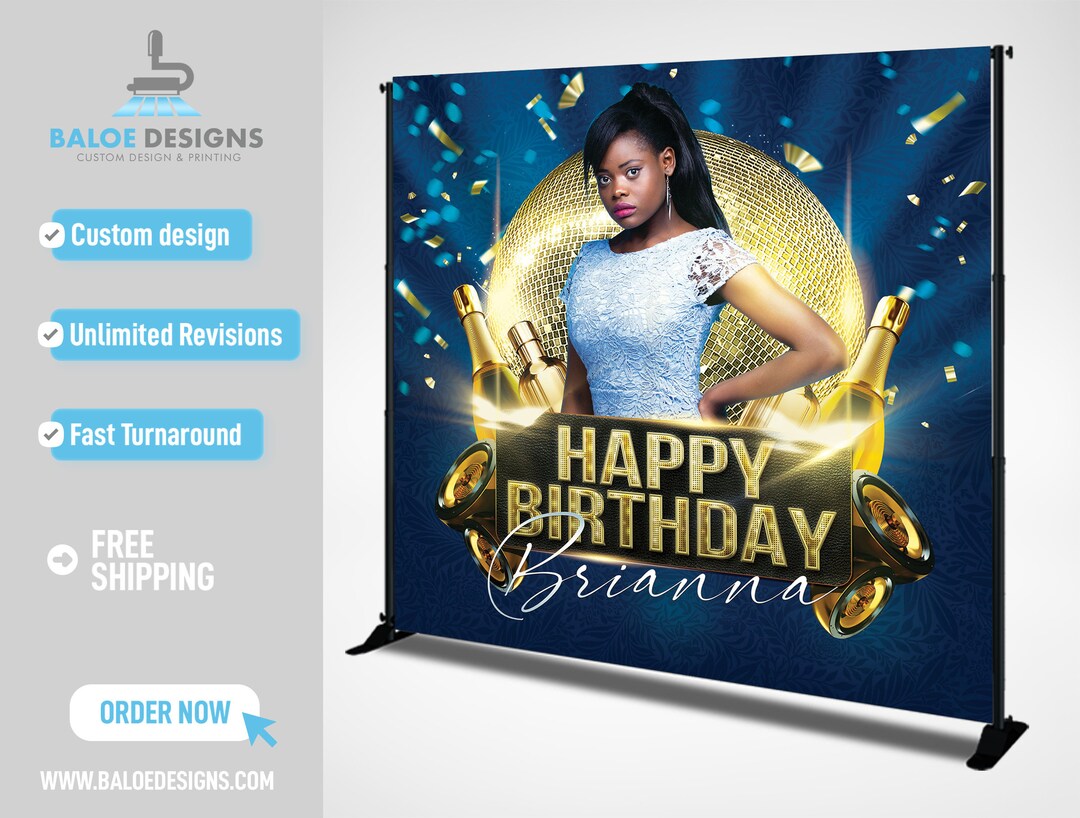 Birthday Backdrop Banner, Party Sparkle Birthday Party Backdrop ...