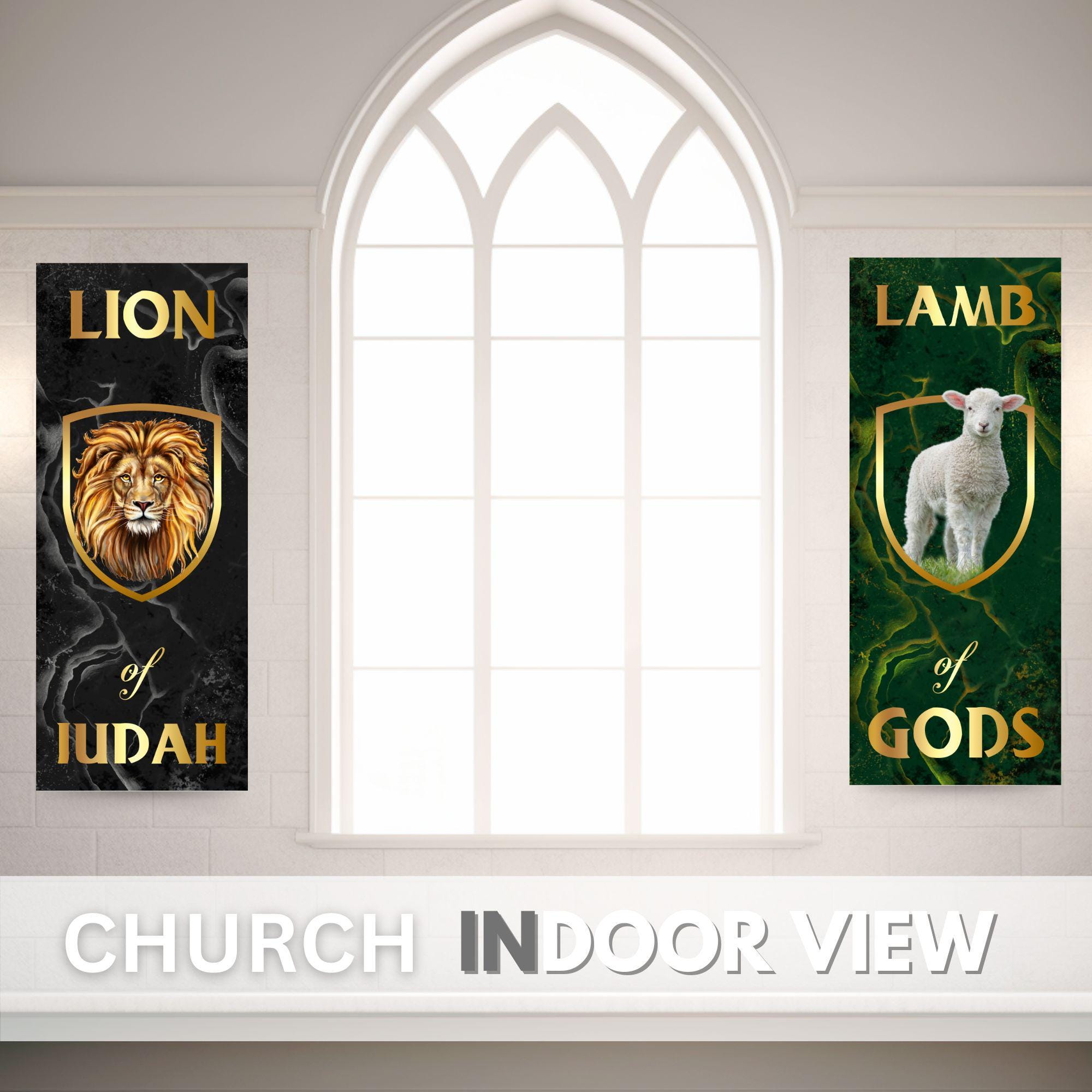 Set of 4 Church Banners, Sanctuary Banners, Mission Worship, Church ...