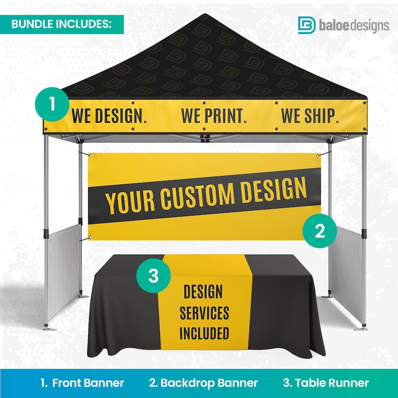 Custom Tent Banners, Vendor Canopy Tent Banners & Table Runner Set ...