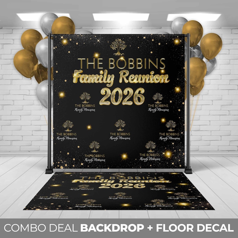 Backdrop + Floor Decal, Family Reunion, Custom Family Tree Backdrop ...