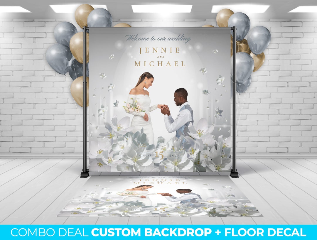 BACKDROP FLOOR DECAL, Wedding Bridal Party Decor, Bachelorette Banner ...