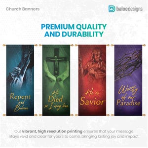 Set of 4 Church Banners, Church Banner Set, Sanctuary Banners, Mission ...
