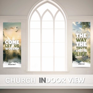 Scripture Sanctuary Banners, Set of 4 Church Banners, Church Banner Set ...
