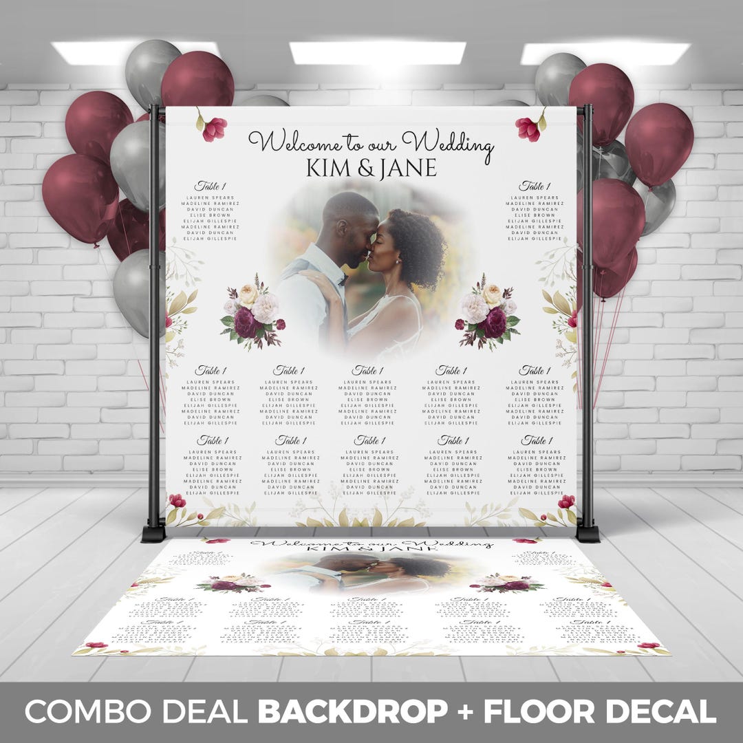 Backdrop Floor Decal, Wedding Seating Chart, Custom Wedding Banner ...