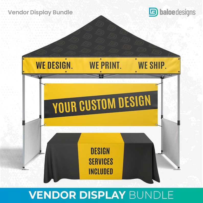 Custom Tent Banners, Vendor Canopy Tent Banners & Table Runner Set ...