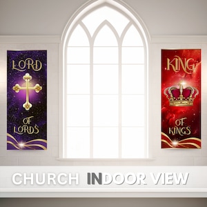 Set of 4 Church Banners, Sanctuary Banners, Mission Worship, Church ...