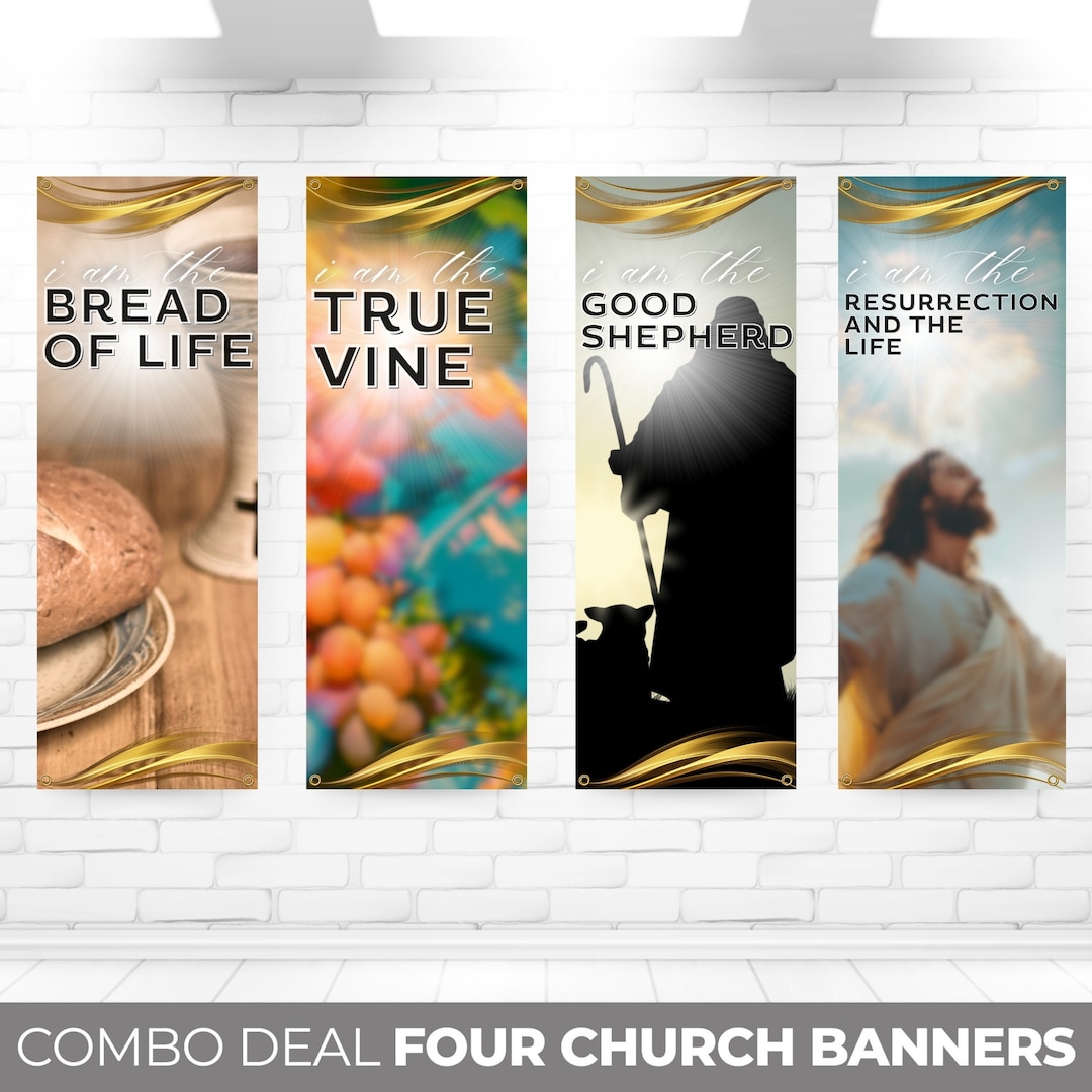Scripture Sanctuary Banners, Set of 4 Church Banners, Church Banner Set ...