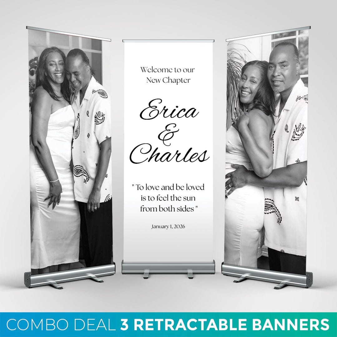 COMBO BANNER SET, 3 Retractable Banners, Custom Banners, Wedding Photo ...