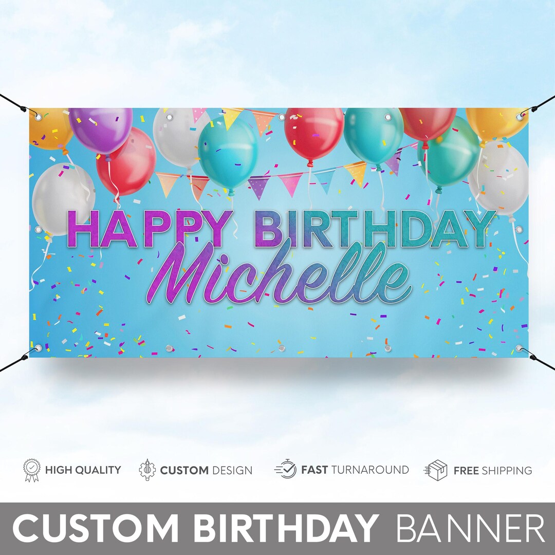 Custom Birthday Banner, Birthday Decor Backdrop Decorations Vinyl ...