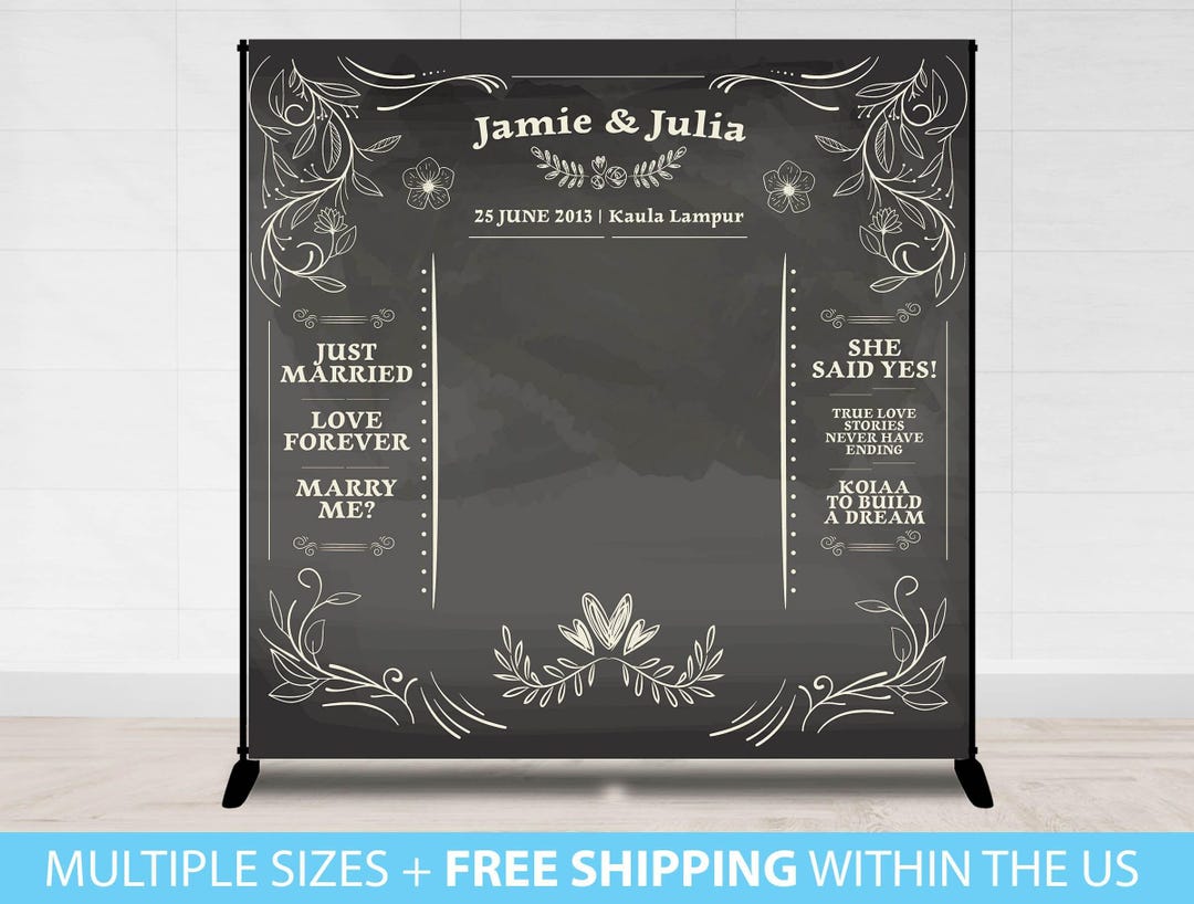 Chalkboard Wedding Backdrop, Wedding Banner, Wedding Step and Repeat ...